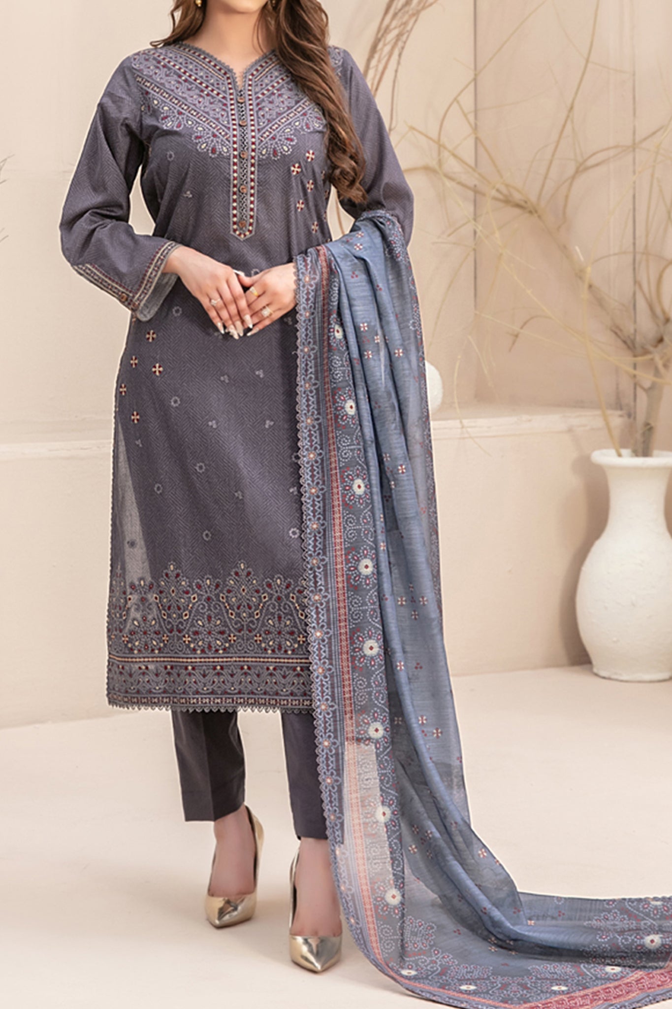 Mahlaa By Tawakkal Stitched 3 Piece Emb Lawn Vol-02 Collection'2024-D ...