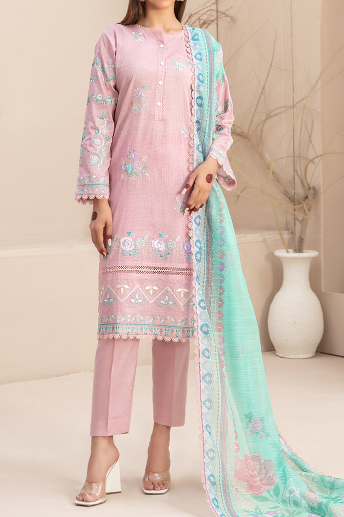 Mahlaa By Tawakkal Stitched 3 Piece Emb Lawn Vol-01 Collection'2024-D ...