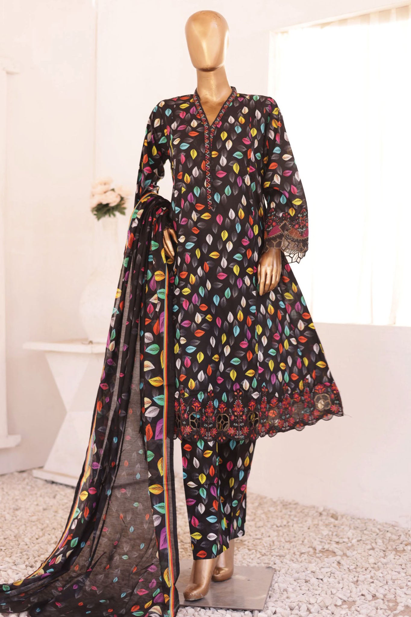 Bin Saeed Stitched 3 Piece Festive Frocks Lawn Collection'2024-FR-457 ...