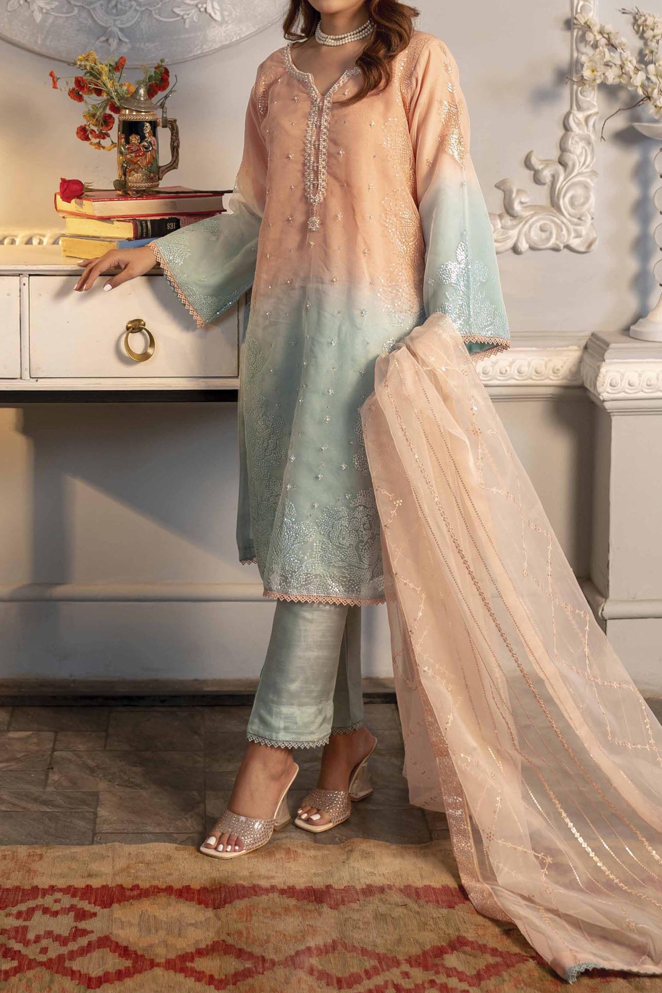 Singhaar By Guzel Stitched 3 Piece Emb Organza Collection'2024-D-02-Kh ...