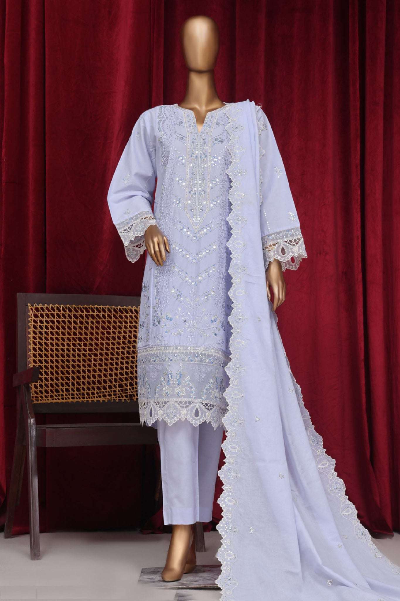 Bin Saeed Stitched 3 Piece Luxury Plain Cotton Vol-01 Collection-PC-15 ...