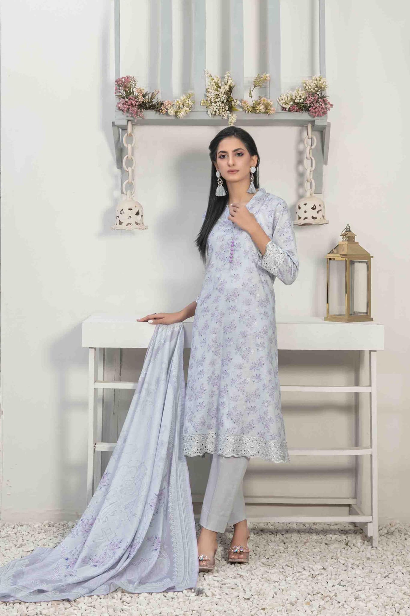 Rusail by Tawakkal Unstitched 3 Piece Schiffli Lawn Collection'2023-R ...